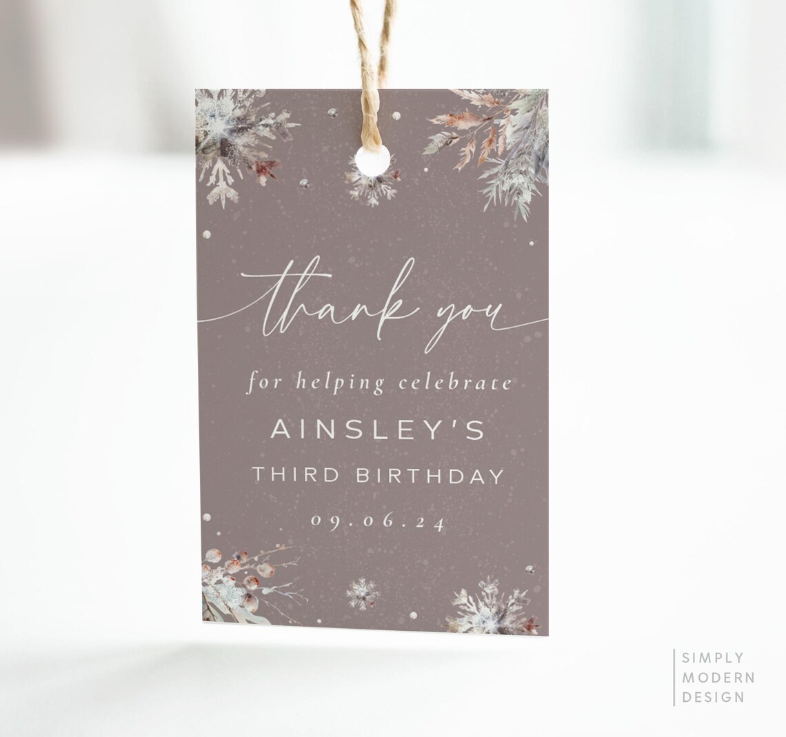 EDITABLE Winter Boho Snowflake Thank You Tag, Winter Thank You ...