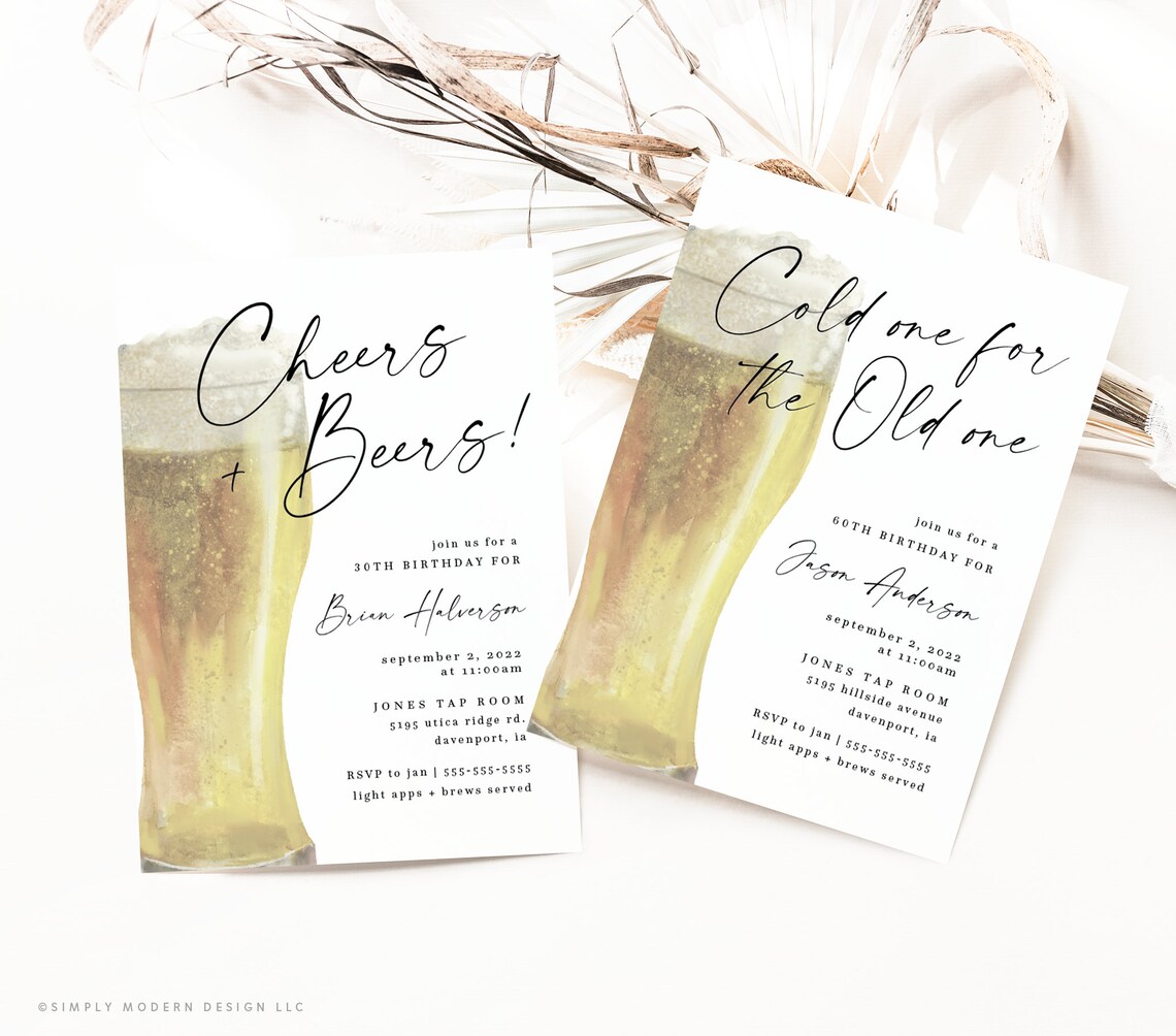 Cheers and Beers Invitation Beer Birthday Invite Brews Cold - Etsy