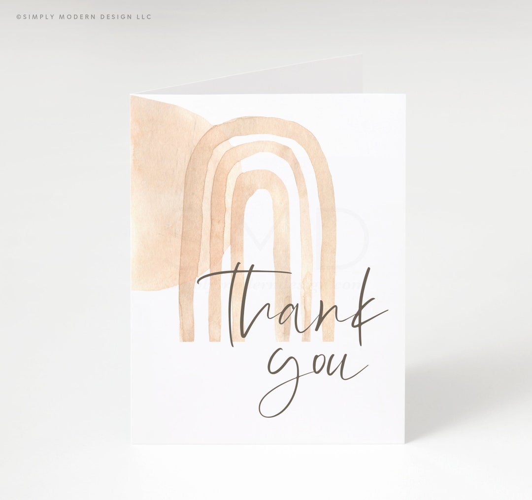 Boho Watercolor Rainbow Thank You Card, Boho Rainbow Thank You, Rainbow ...