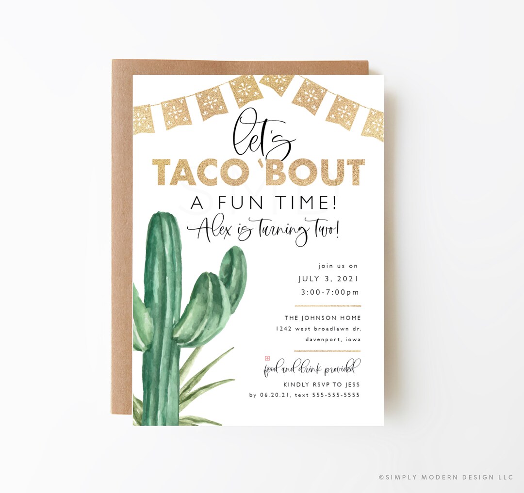 Taco Birthday Party Invite, Taco 'bout Invitation, Taco Graduation ...