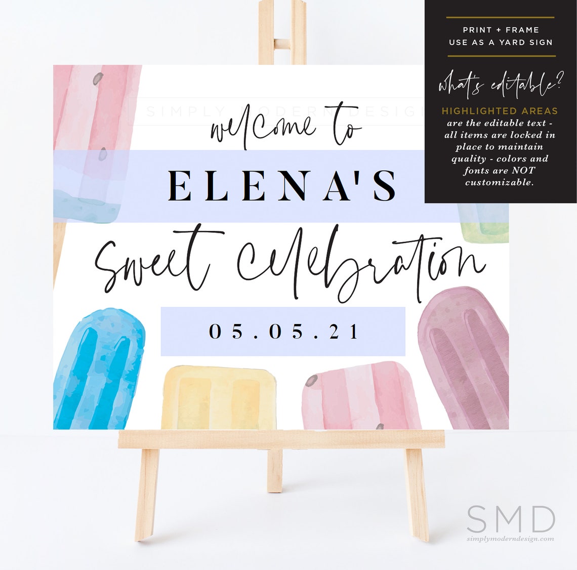 Sweet celebration popsicle birthday welcome sign editable | Etsy