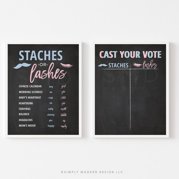 Staches or Lashes Gender Reveal - Etsy