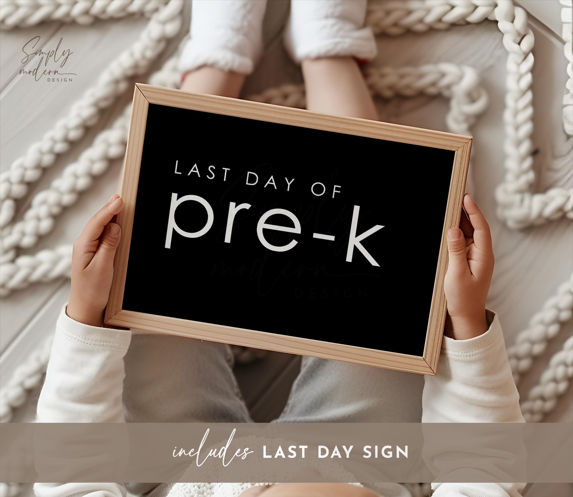 Modern First Day of Pre-k Sign, First Day of School, Pre-kindergarten ...