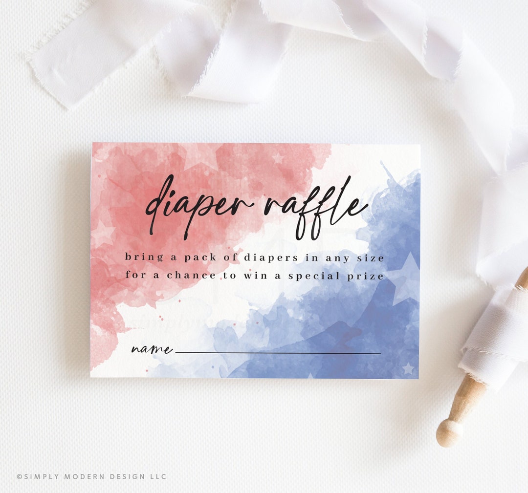 4th of July Diaper Raffle Ticket Insert, Patriotic Baby Shower Diaper ...