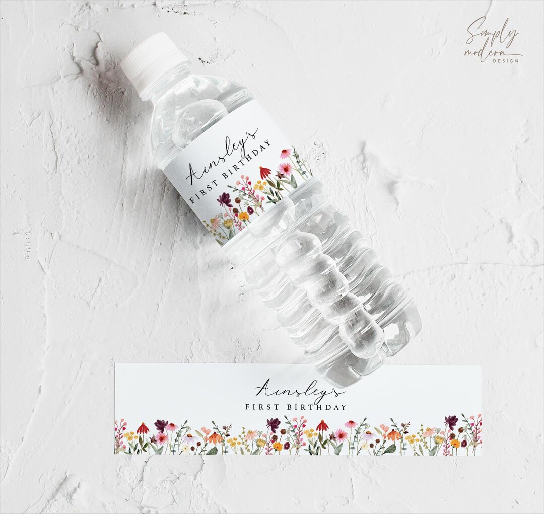 EDITABLE Wildflower Water Bottle Labels, Wildflower Labels, Wildflower ...