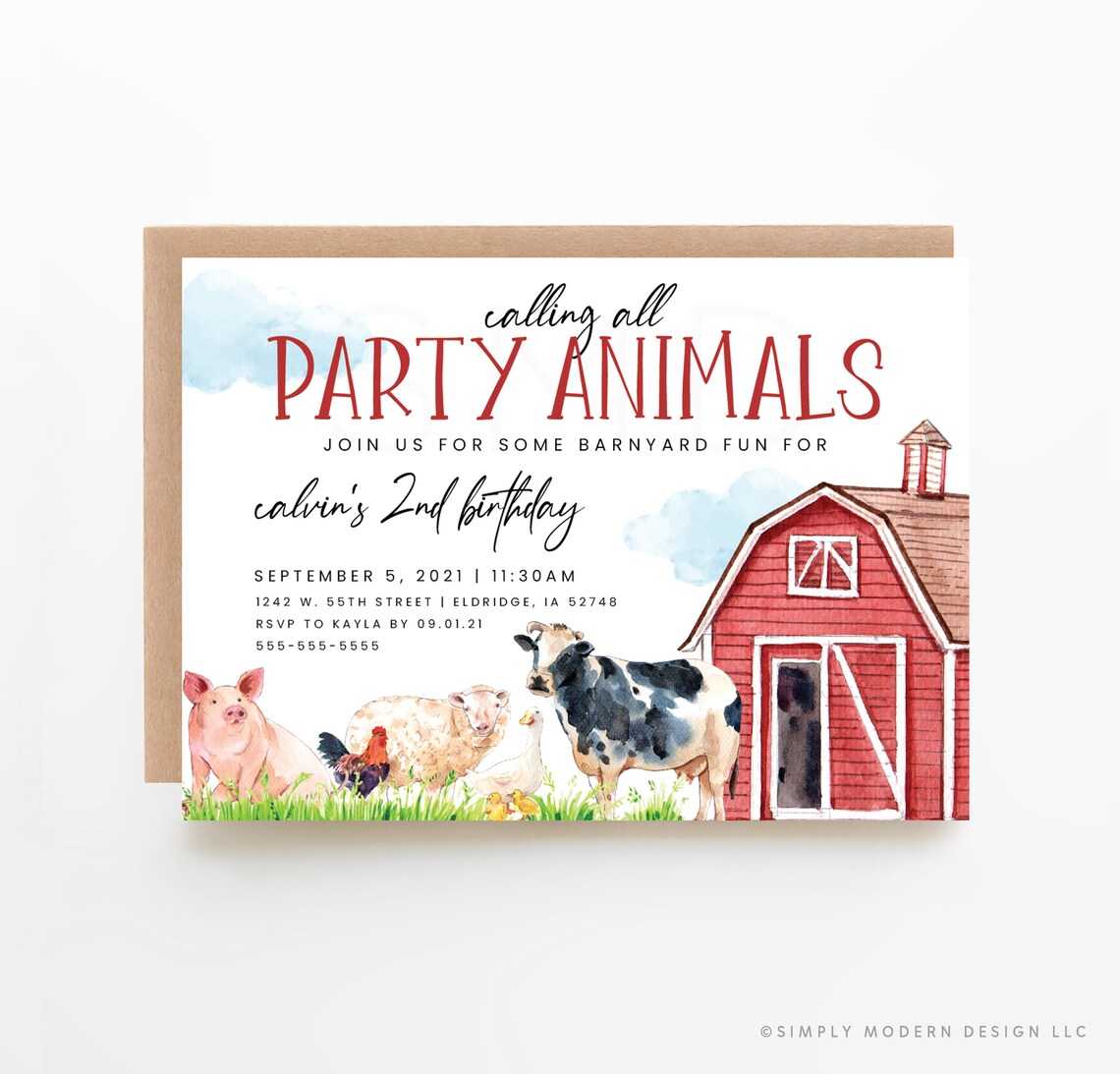 Farm Animal Birthday Editable Invitation, Party Animals Invitation ...