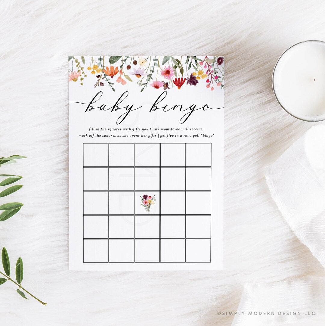 Wildflower Baby Shower Bingo Game, Spring Baby Shower Bingo Card ...