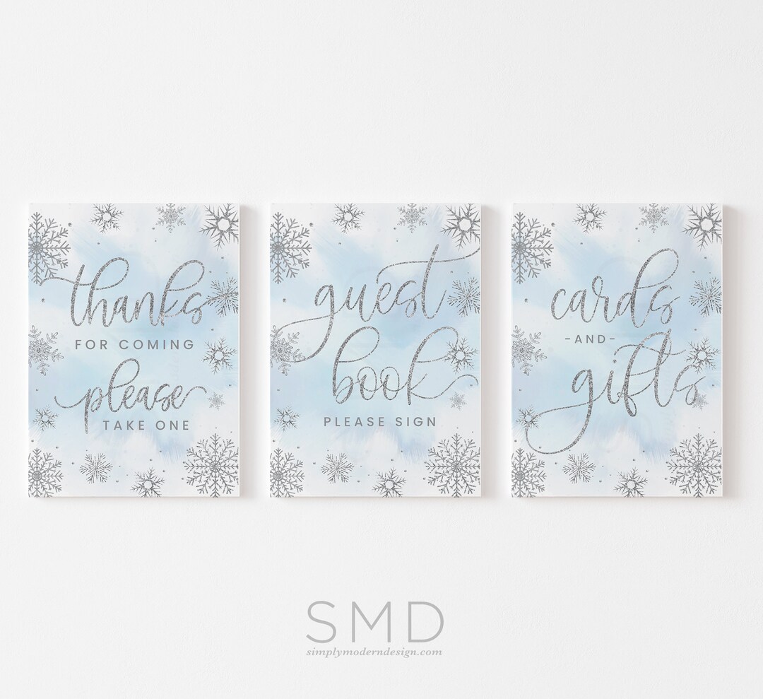Winter Snowflake Party Signs, Winter Wonderland Party, Winter Birthday ...
