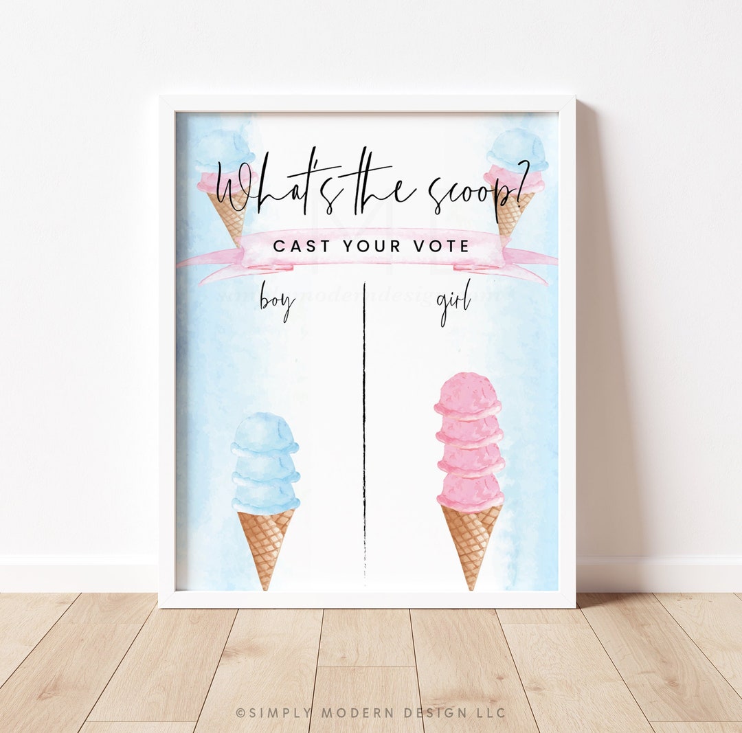 Ice Cream Gender Reveal Cast Your Vote Sign, What's the Scoop, (digital ...