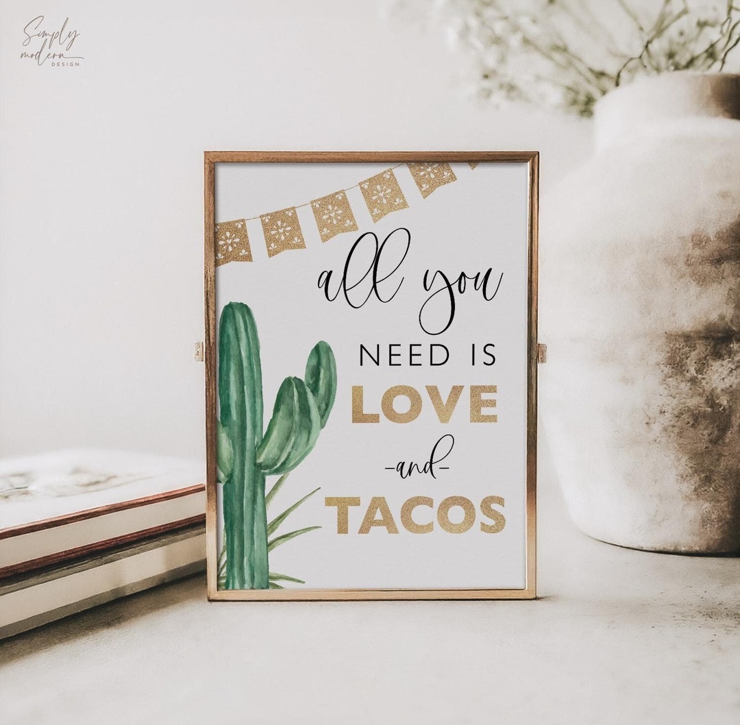 Cactus Love and Tacos Sign, Fiesta Wedding Shower Decor (digital ...