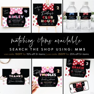 Girl's Oh Twodles Mouse Second Birthday Invite, Editable Invitation ...