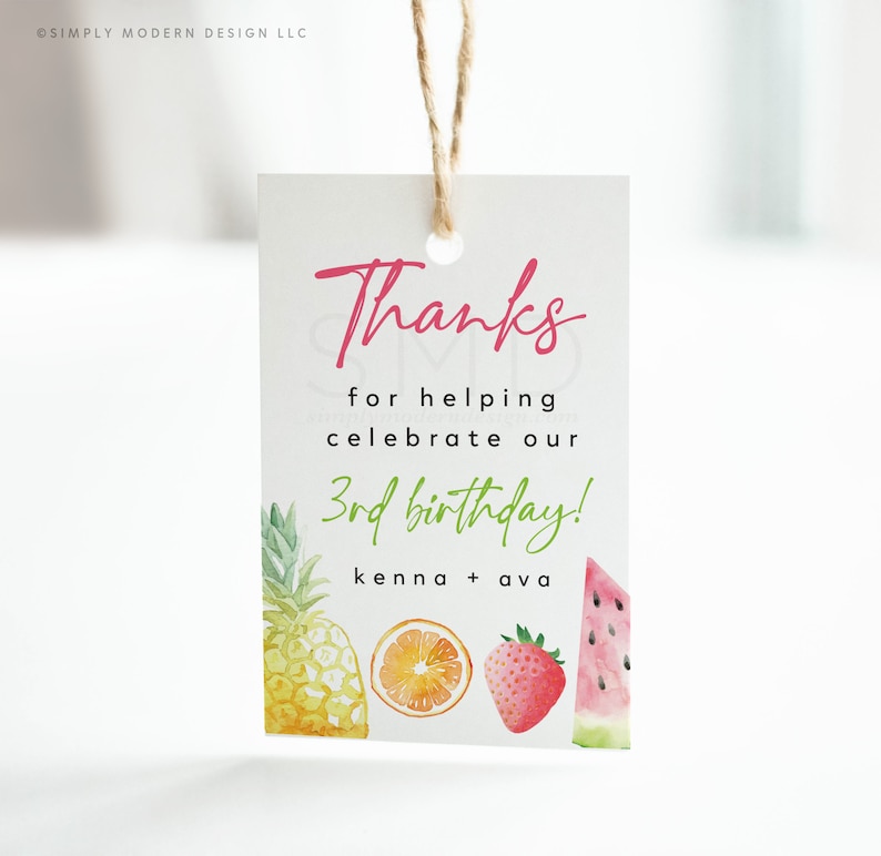 EDITABLE Fruit Thank You Tag Fruit Theme Sweet One Two - Etsy