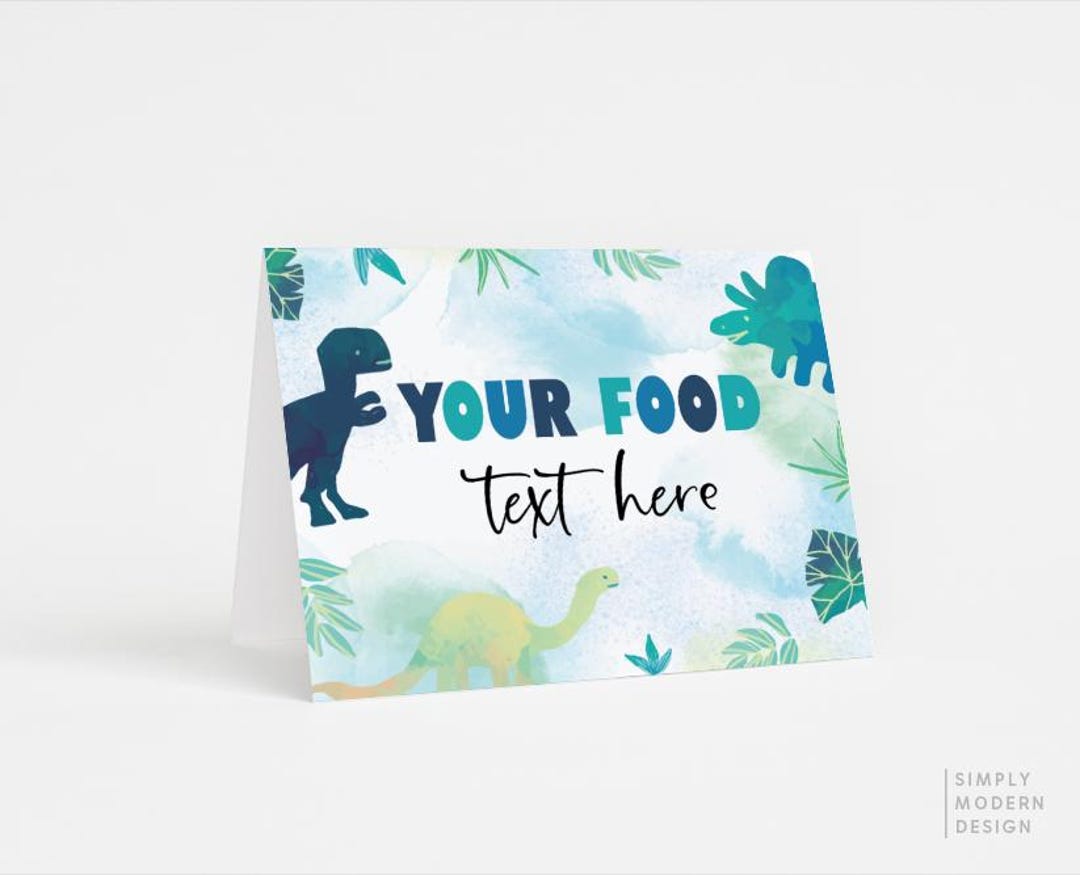 Dinosaur Birthday Food Tent Card, Editable Template, DNSR - Etsy