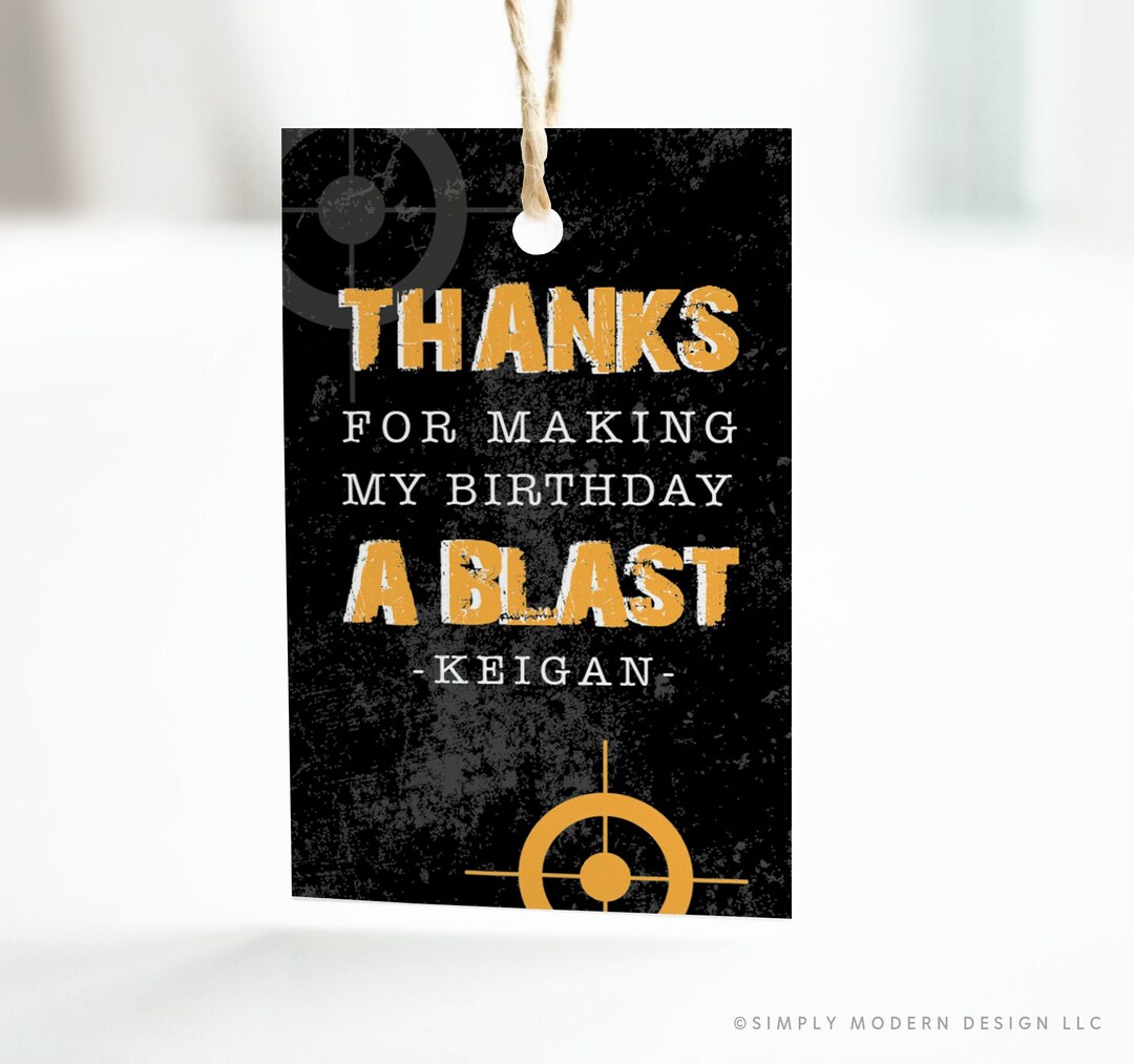EDITABLE Dart Gun Birthday Thank You, Laser Tag Birthday Thank You, Gun ...