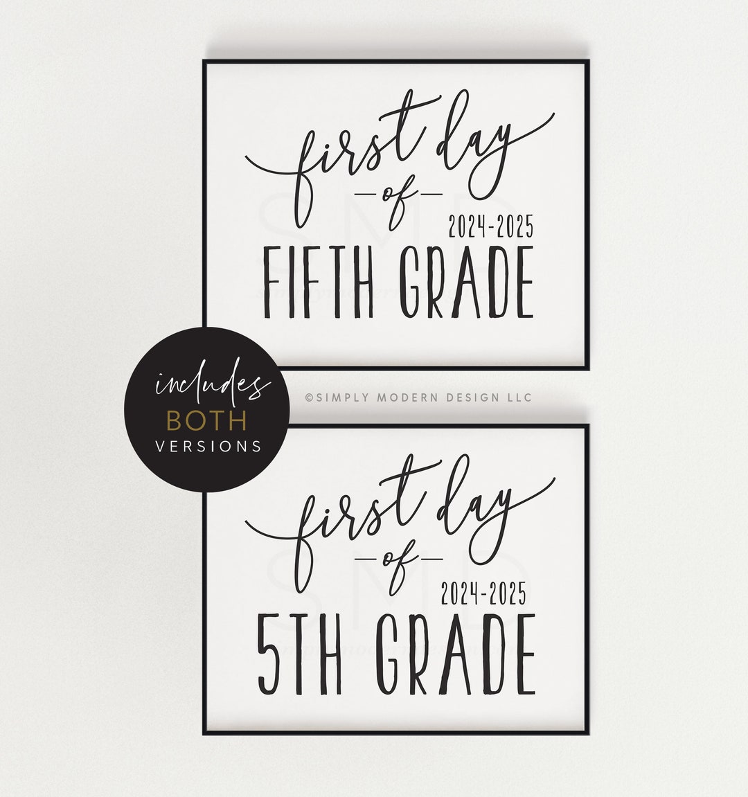 First Day of Fifth Grade Sign, First Day of School, Printable, Back to ...