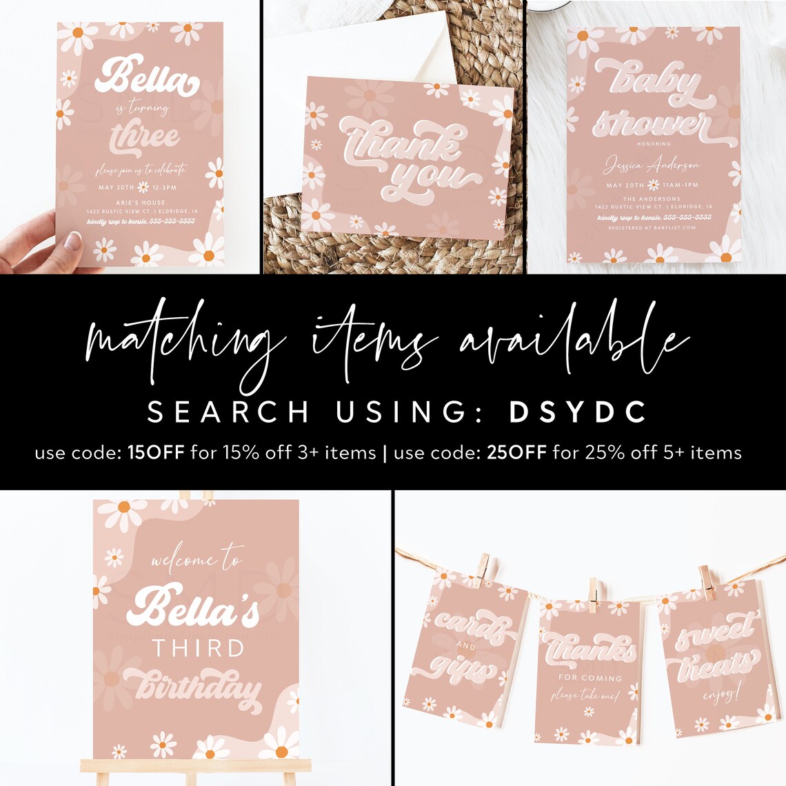 Retro Daisy Birthday Invitation Groovy Invitation Boho - Etsy