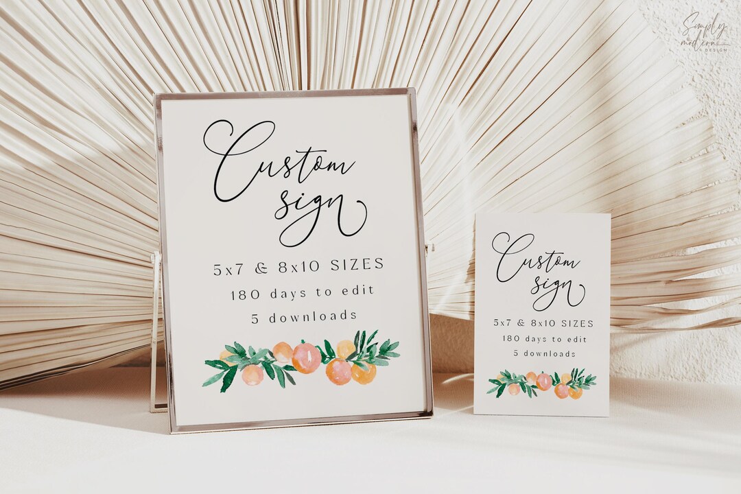 EDITABLE Little Cutie Custom Sign, Cutie Theme Sign, Minimalist, Orange ...