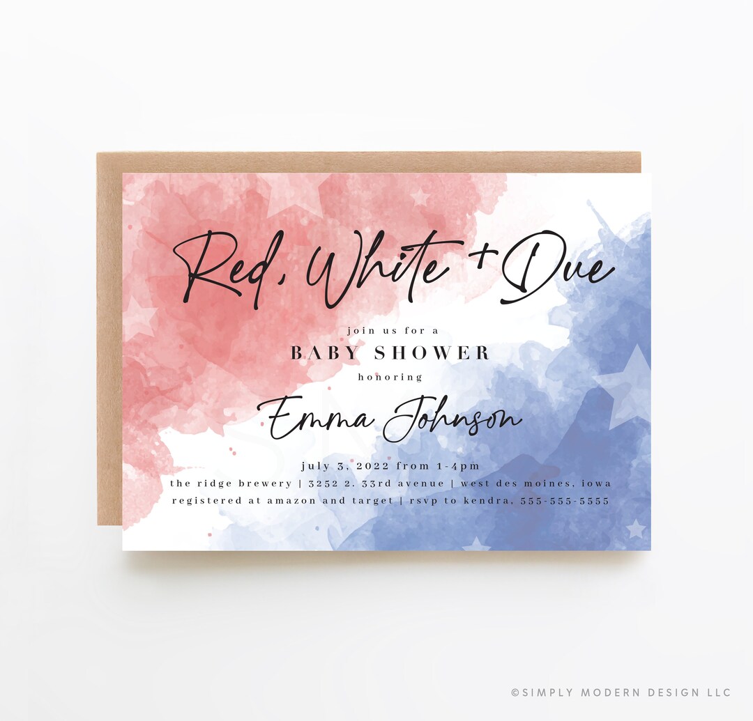 Red White and Due Invitation, 4th of July Theme Invite, 4th of July ...