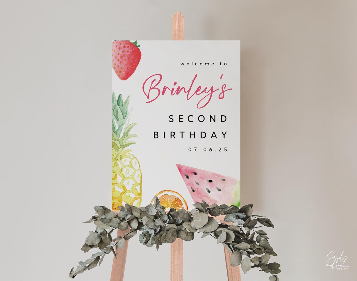 Fruit Welcome Sign, Fruit Theme Party Sign, Fruit Birthday Sign, Summer ...