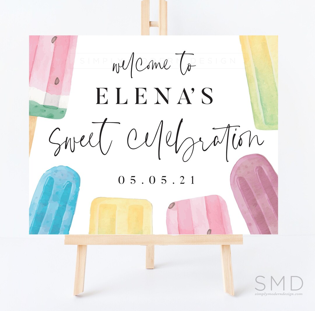 Sweet Celebration Popsicle Birthday Welcome Sign Editable - Etsy
