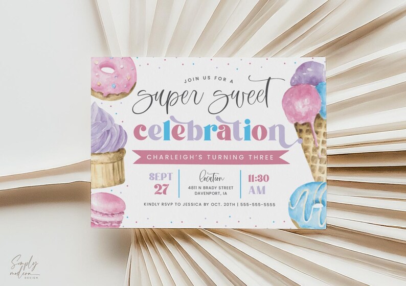 Sweets Birthday Invitation, Dessert Theme, Editable Template, SWTS - Etsy