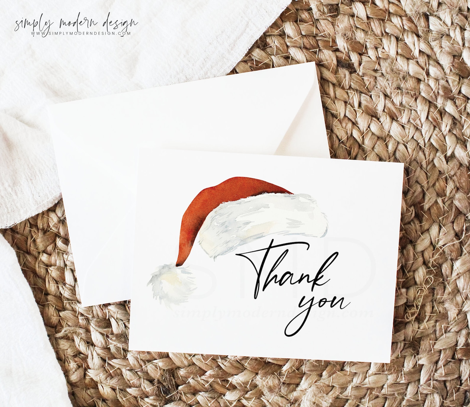 Santa Thank You Card Santa Hat Thank You December Thank You - Etsy