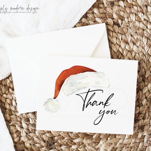 Santa Thank You Card, Santa Hat Thank You, December Thank You ...