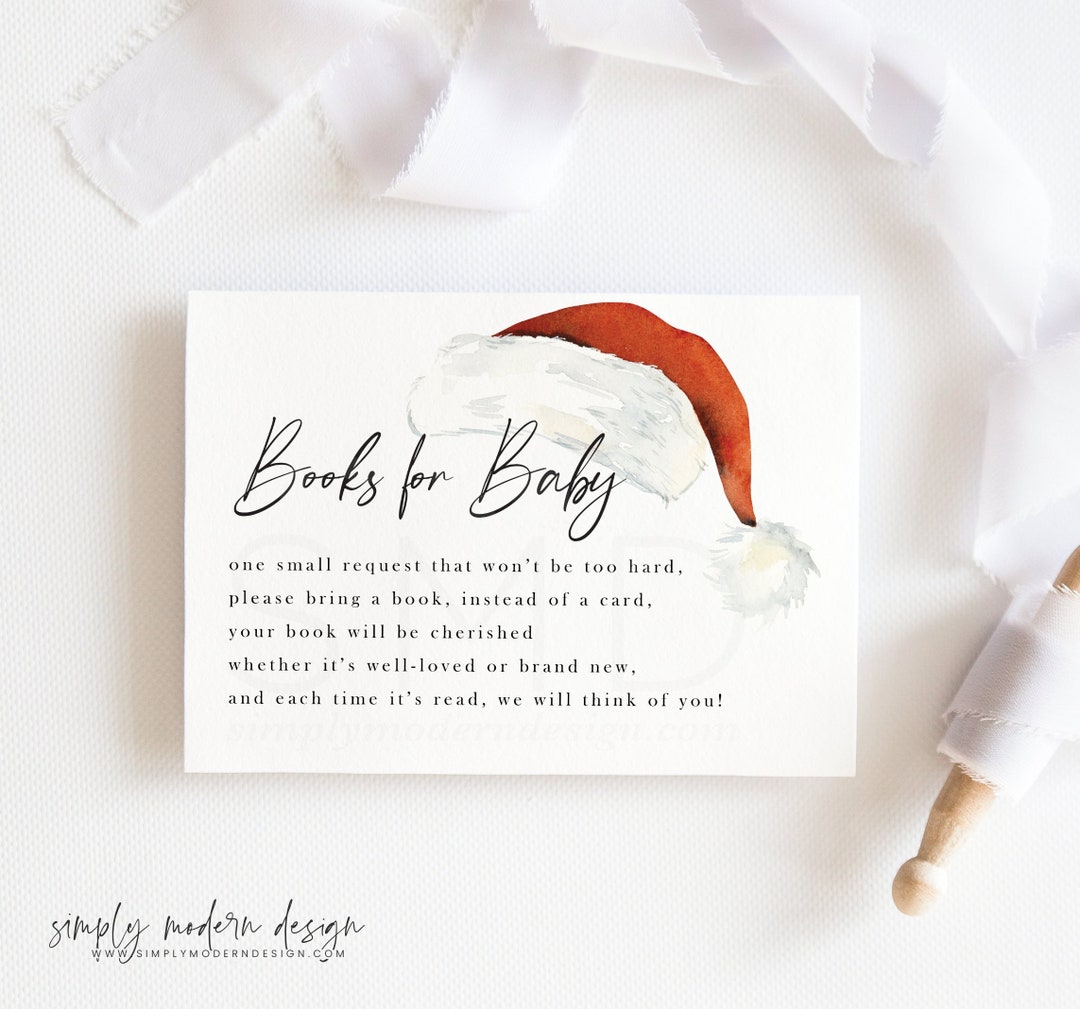 Santa Books for Baby Insert Card, Christmas Shower, Winter Baby Shower ...