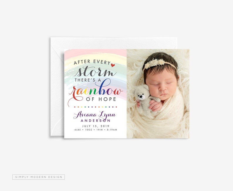 Rainbow baby birth announcement rainbow of hope pregnancy | Etsy
