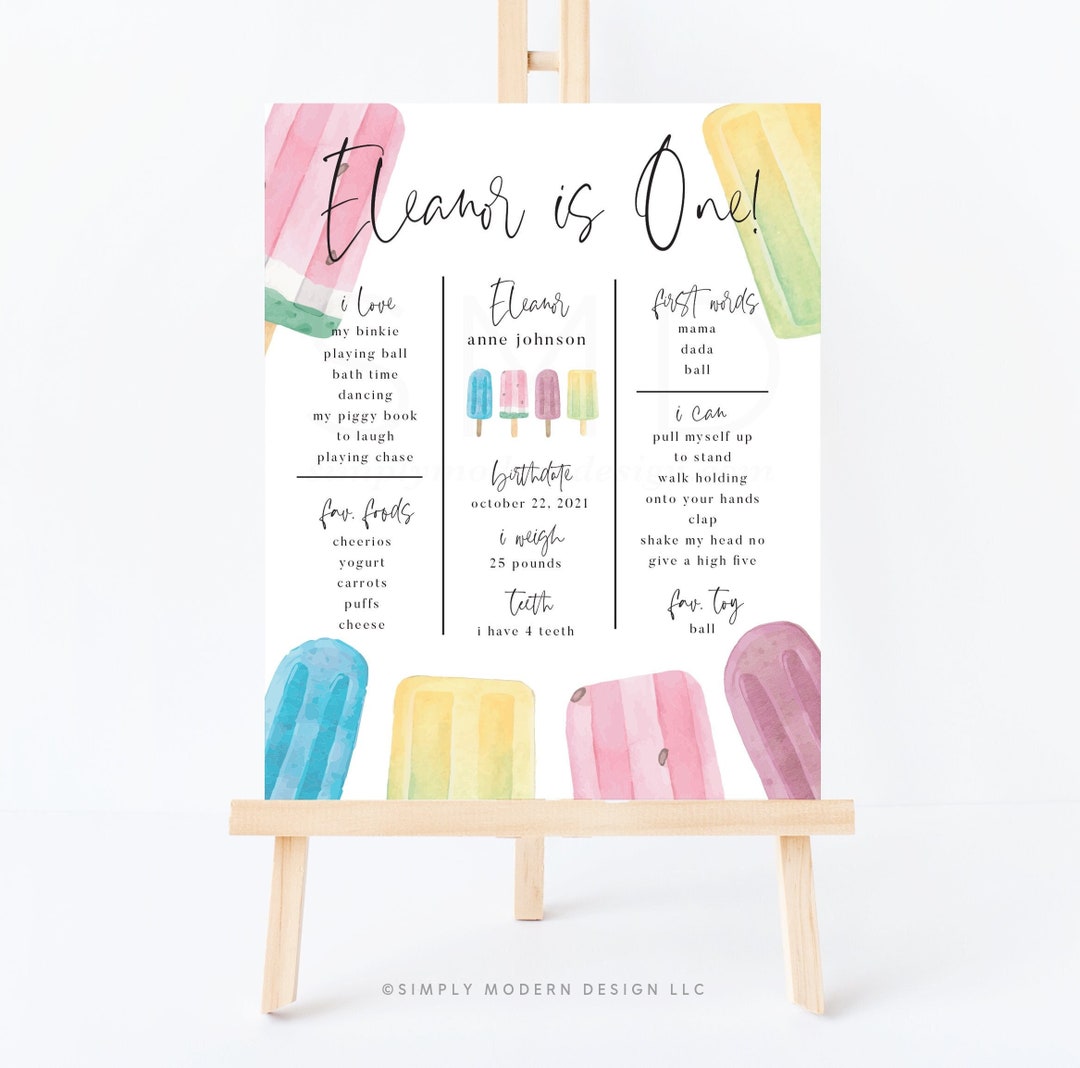 Popsicle Birthday Milestone Poster, Popsicle Theme, Summer Birthday ...