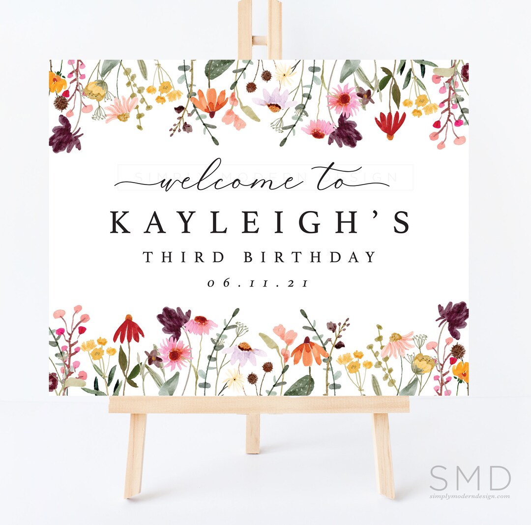 Wildflower Welcome Sign, Wildflower Baby Shower, Wildflower Welcome ...