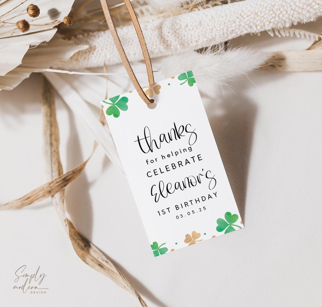 EDITABLE Shamrock Thank You Tag, St. Patrick's Day Thank You Tag, March ...
