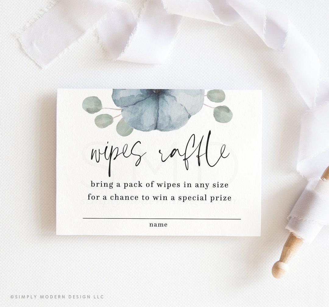 Blue Pumpkin Baby Shower Wipes Raffle, Baby Shower Insert, Baby Wipes ...