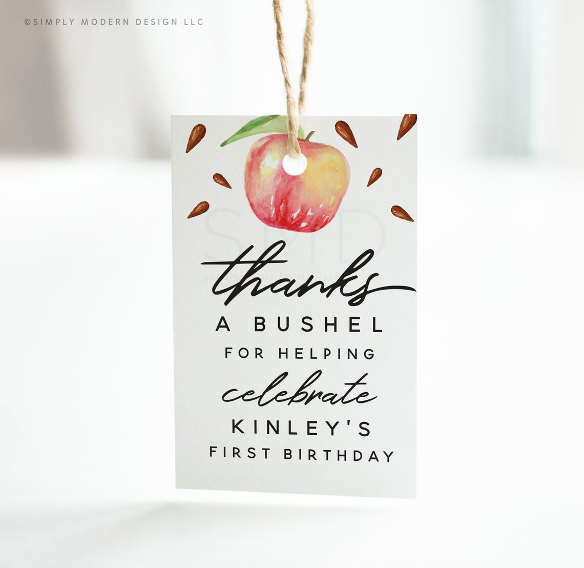 EDITABLE Apple Theme Birthday Party Thank You Tag Apple - Etsy