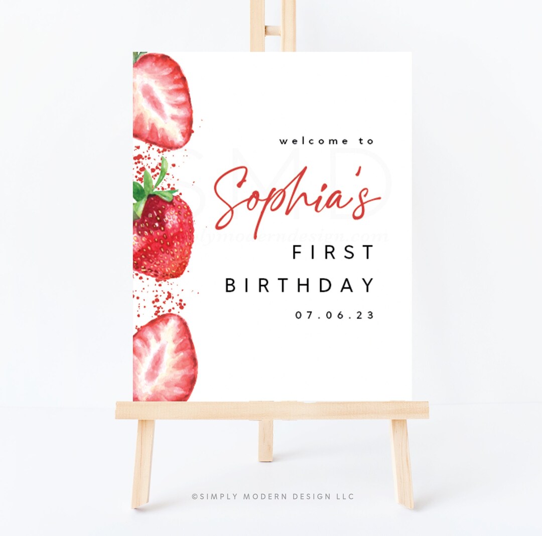 Strawberry Welcome Sign, Strawberry Theme Party Sign, Berry Sweet ...