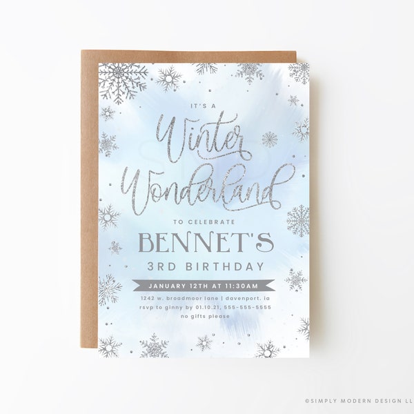 Snowflake Birthday Invitation - Etsy