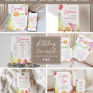 Fruit Birthday Milestone Poster, Sweet One Theme, Summer Birthday ...