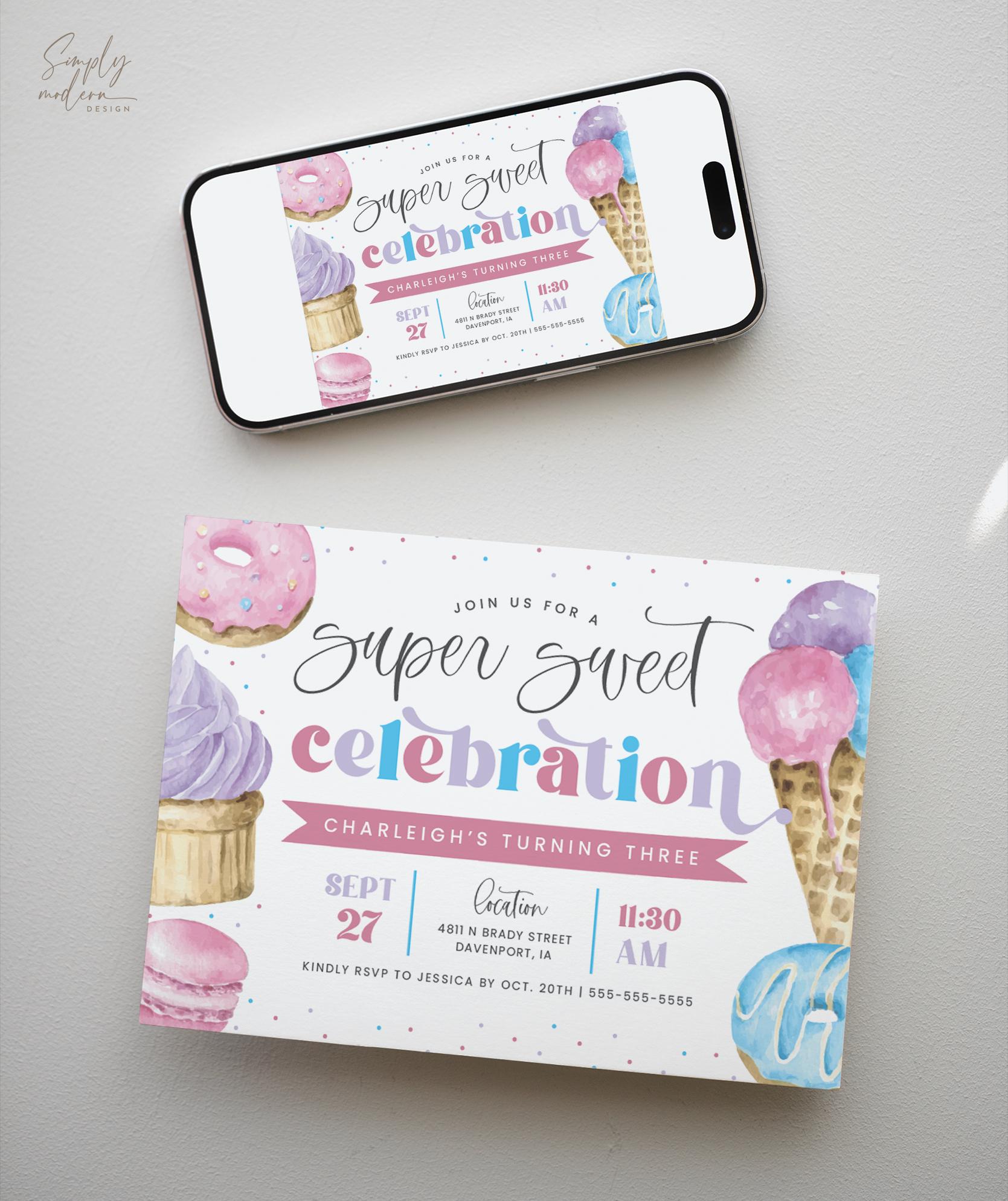 Sweets Birthday Invitation, Dessert Theme, Editable Template, SWTS - Etsy