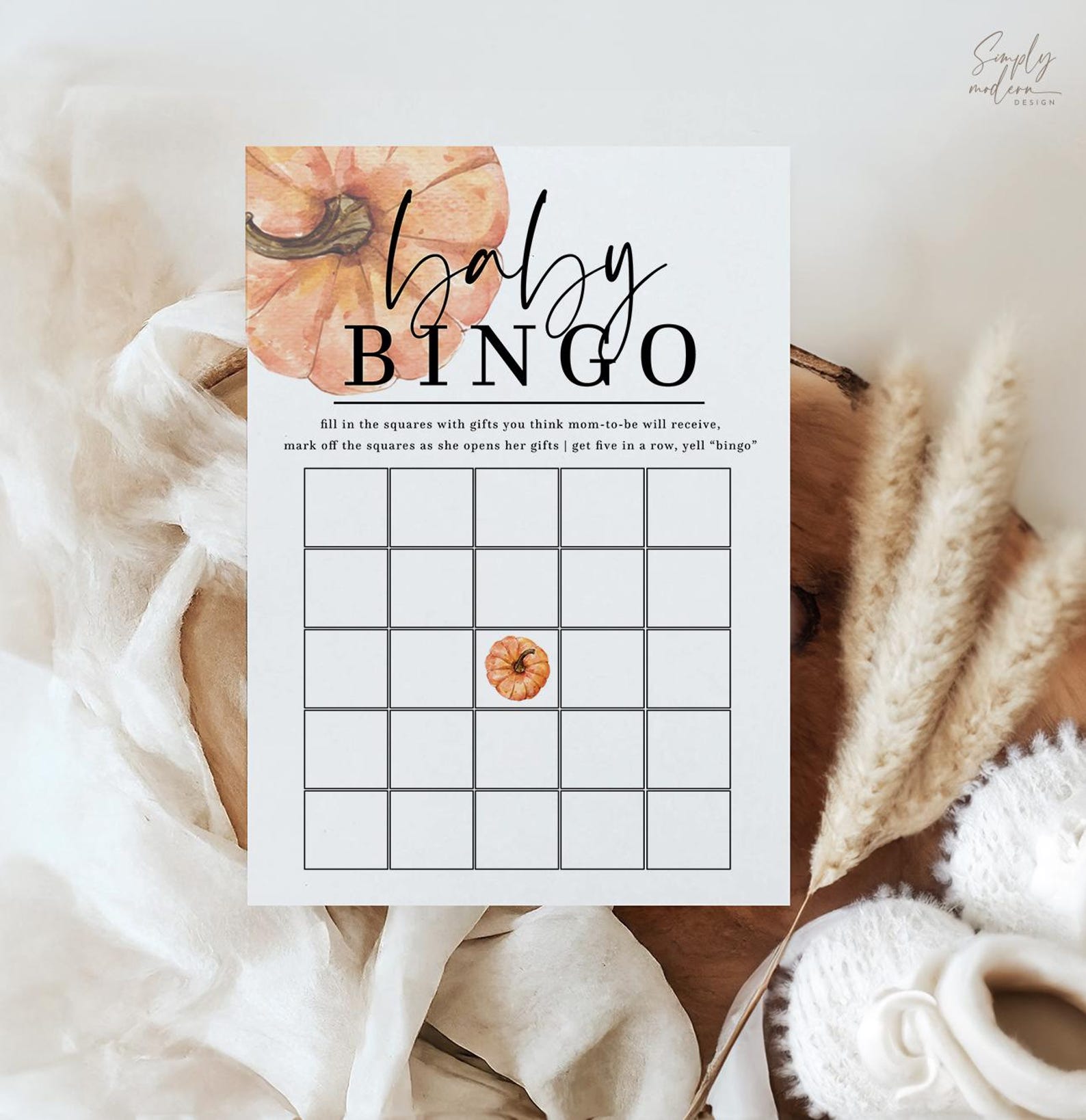 Pumpkin Baby Shower Bingo Game, Fall Baby Shower Bingo, Pumpkin Baby ...