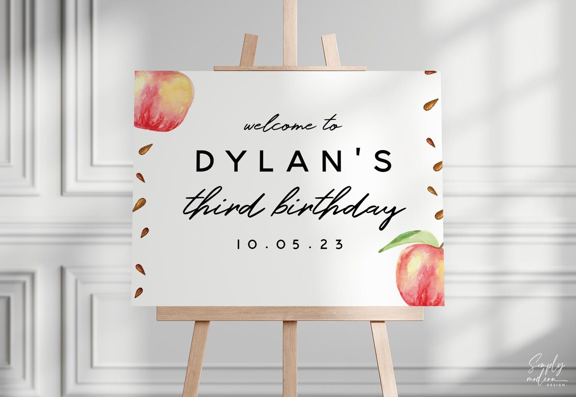 Apple Birthday Party Editable Welcome Sign, Fall, Apple Picking Sign ...