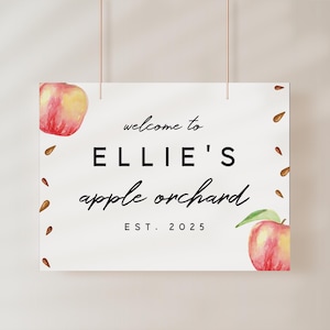 Apple Birthday Party Editable Welcome Sign, Fall, Apple Picking Sign ...