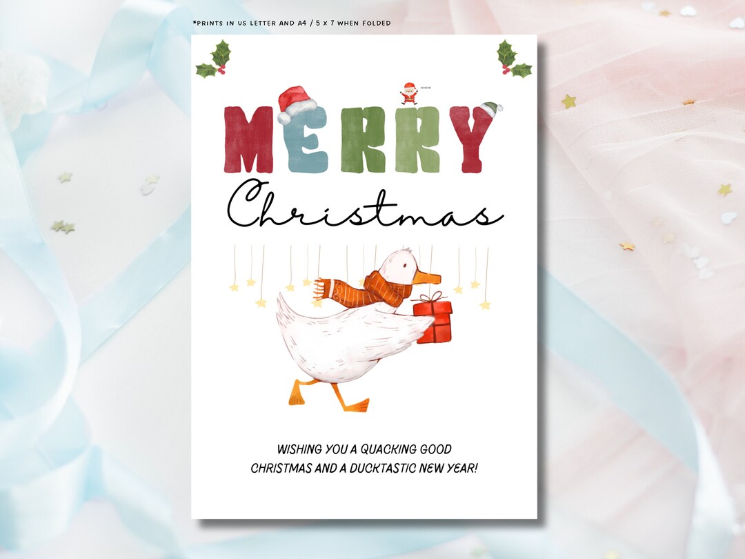 Printable Christmas Card Duck Christmas Card Funny Christmas - Etsy