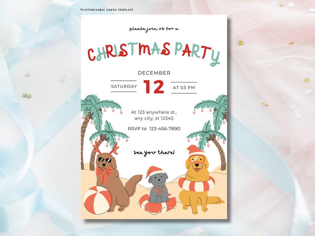 Editable Dog Christmas Party Invite Christmas Puppy Party - Etsy