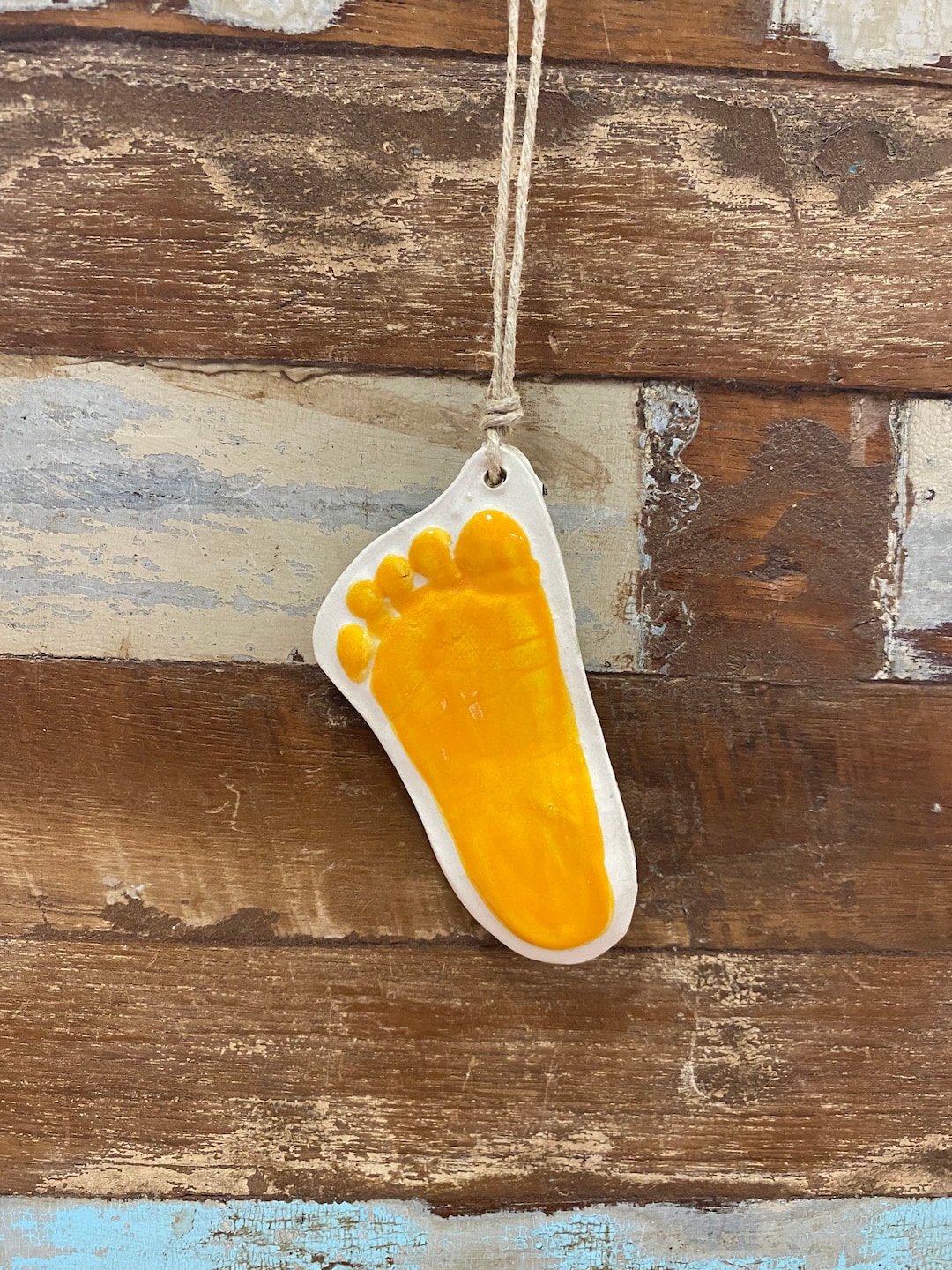 Raised Ceramic Footprint Ornament Kit: Yellow 3D Baby Keepsake - Etsy