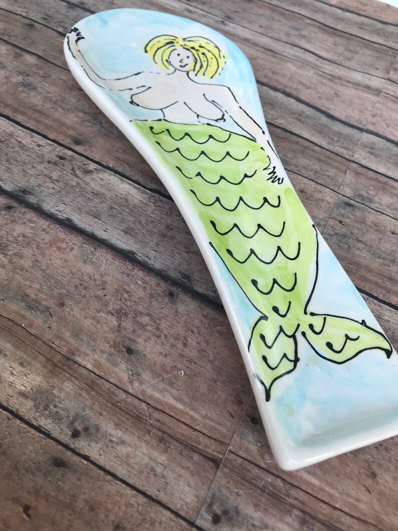 Mermaid Spoon Rest With Short Blonde Bob | Etsy