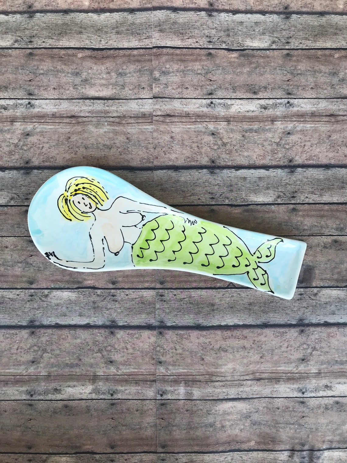 Mermaid Spoon Rest With Short Blonde Bob | Etsy