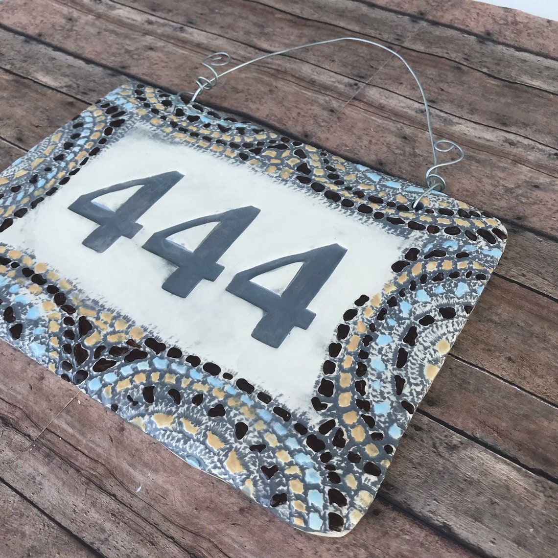 House Number Ceramic Tile Mosaic Look Bordered House Number - Etsy