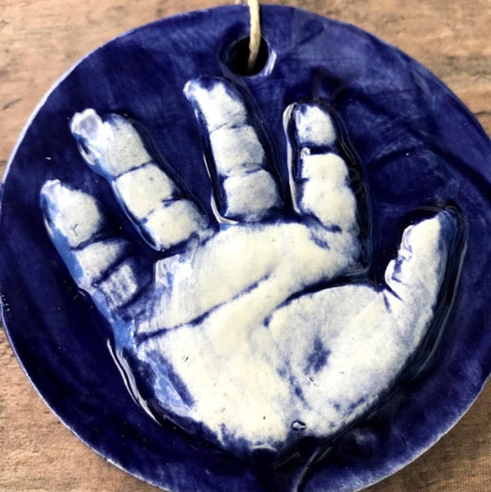 Single Handprint 3-4 Inch Circle Ornament Kit in Cobalt Blue - Etsy