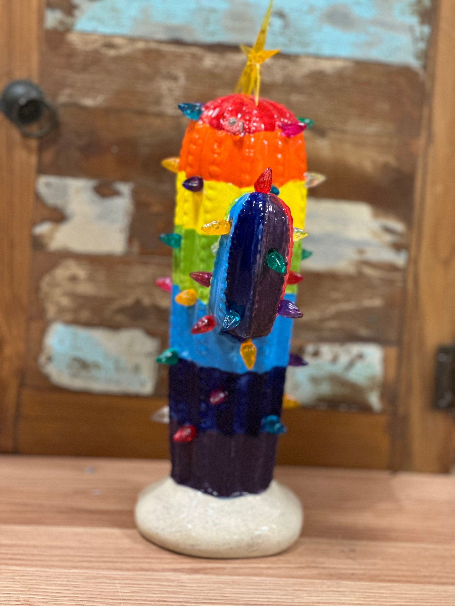 Lighted Cactus in Ceramic Vintage Rainbow - Etsy