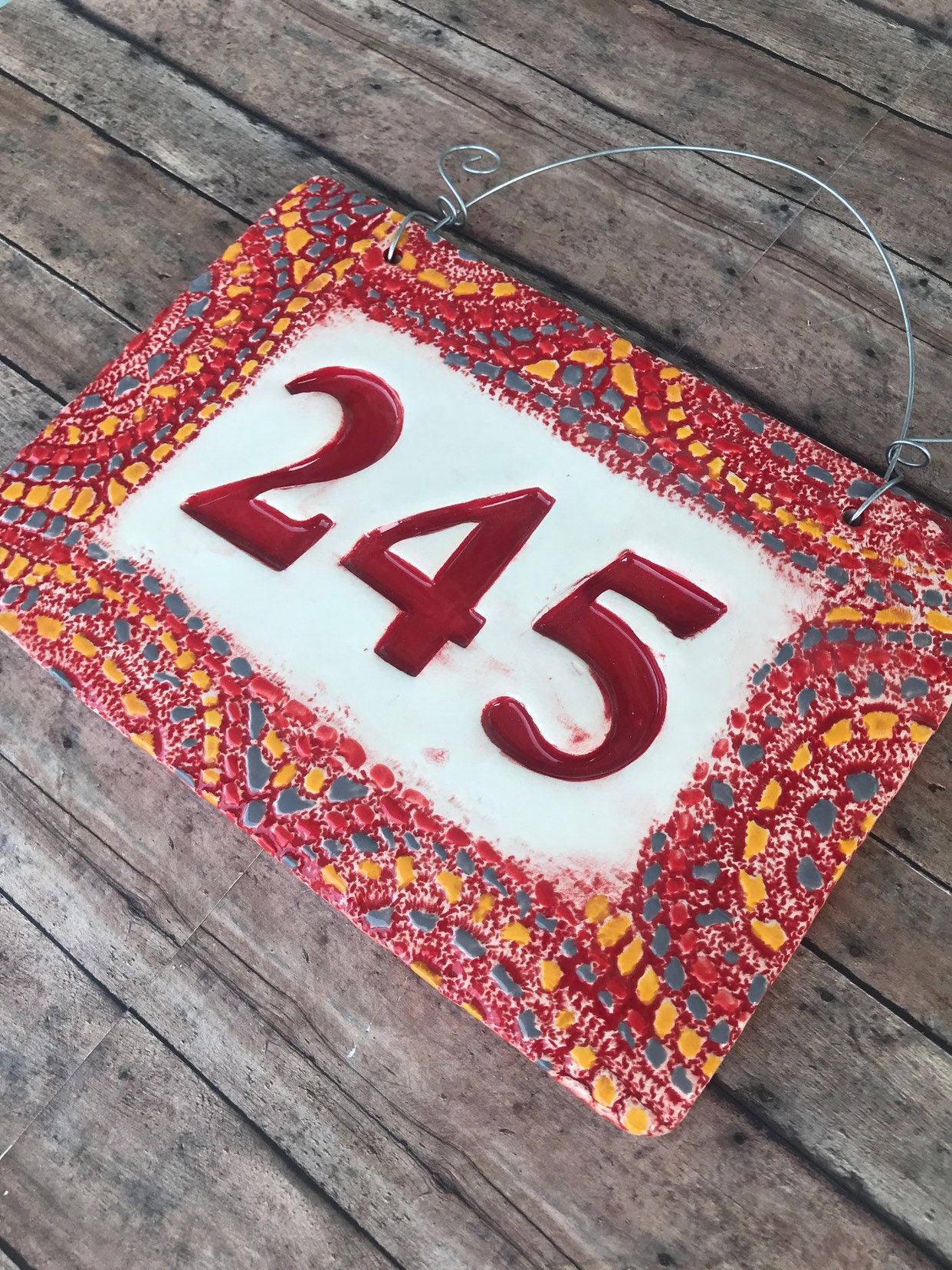 Red House Number Ceramic Tile Mosaic Look Bordered House - Etsy